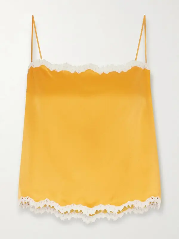 DÔEN Loure Lace-trimmed Silk-satin Top - Orange