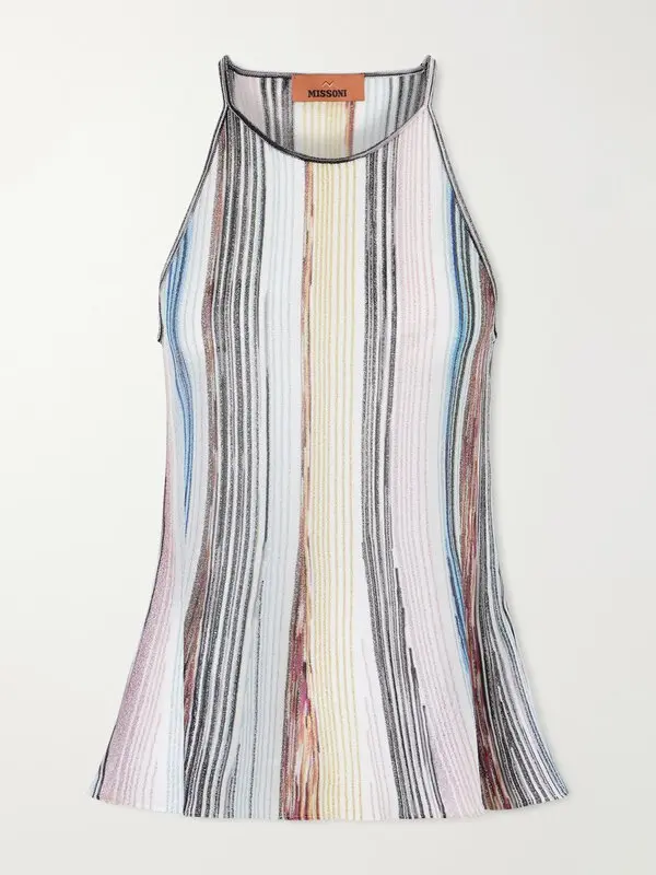 Missoni Striped Crochet-knit Tank - Yellow