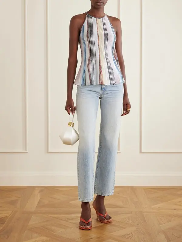 Missoni Crochet-knit Tank With Metallic Stripes