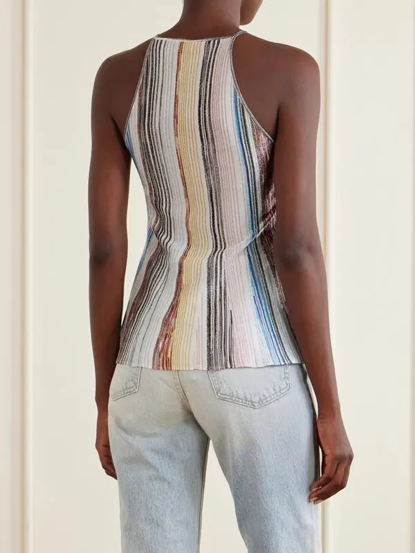 Missoni Crochet-knit Tank With Metallic Stripes