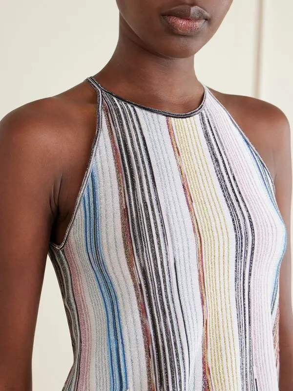 Missoni Crochet-knit Tank With Metallic Stripes