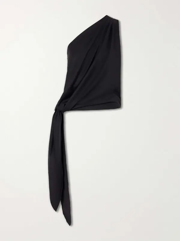 ABADIA Ayla One-shoulder Wool-blend Blouse - Black