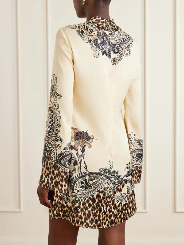 Etro Printed Satin High Neck Mini Dress