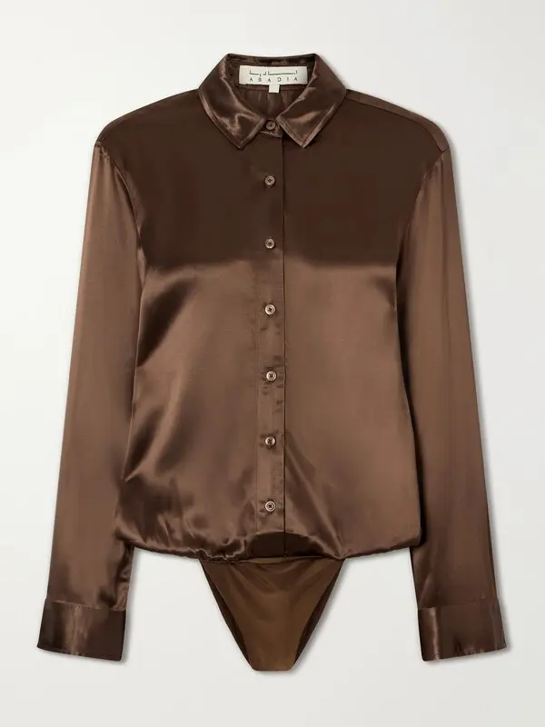 ABADIA Satin Bodysuit - Brown