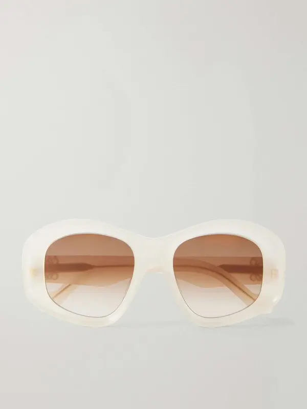 Loewe Anagram Round-frame Tortoiseshell Acetate Sunglasses - White