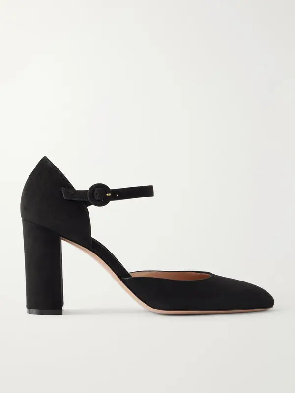 GIANVITO ROSSI Suede Pumps With Buckle-fastening Ankle Strap - Black