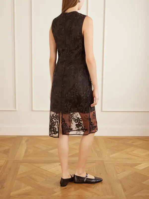 Cecilie Bahnsen Cbdevin Embroidered Rosette Organza Midi Dress