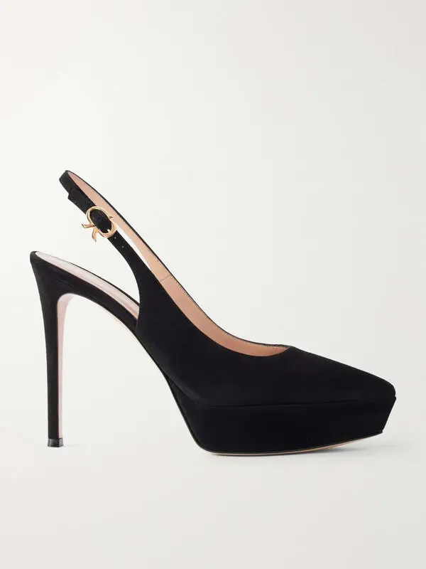 GIANVITO ROSSI Dasha Sling 85 Suede Slingback Pumps - Black