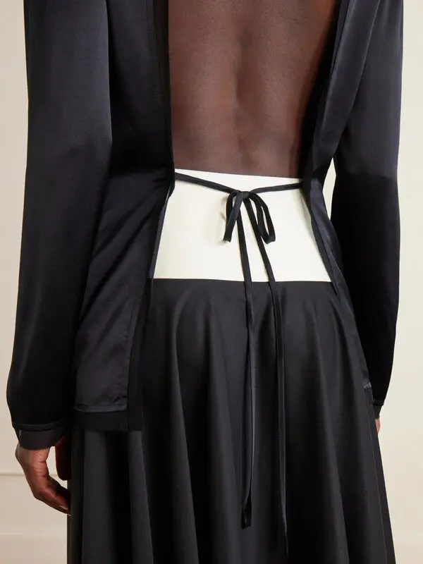ABADIA Pleated Cotton-poplin Midi Skirt