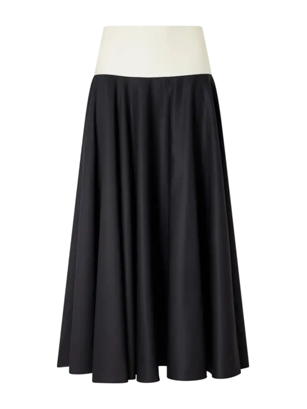 ABADIA Pleated Cotton-poplin Midi Skirt - Black