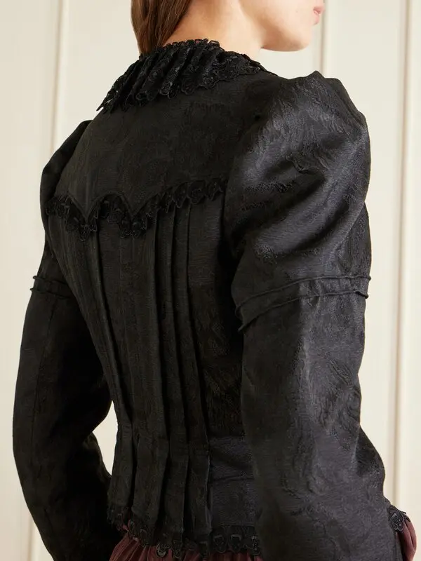 Chloé Ruffled Lace-trimmed Floral-jacquard Jacket