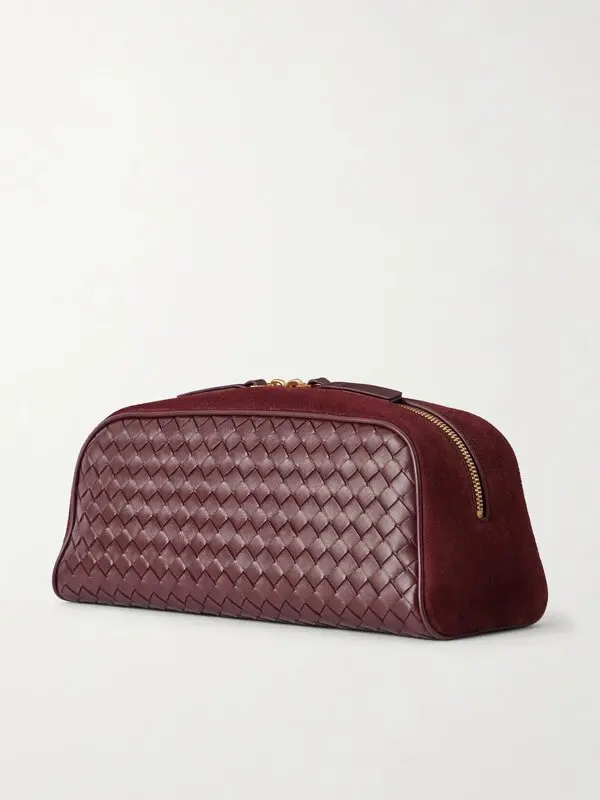 Bottega Veneta Small Intrecciato Leather And Suede Pouch