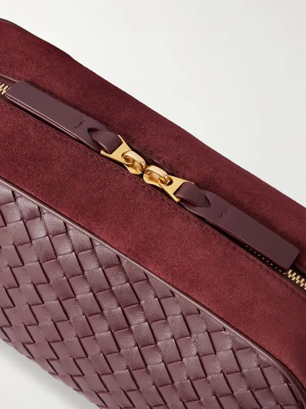 Bottega Veneta Small Intrecciato Leather And Suede Pouch