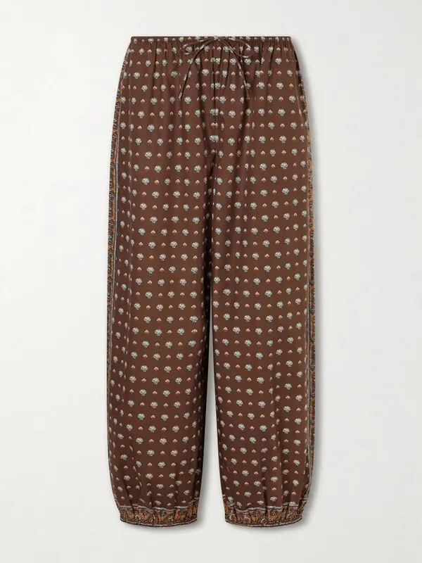 DÔEN Yarrow Printed Cotton Balloon Pants - Brown