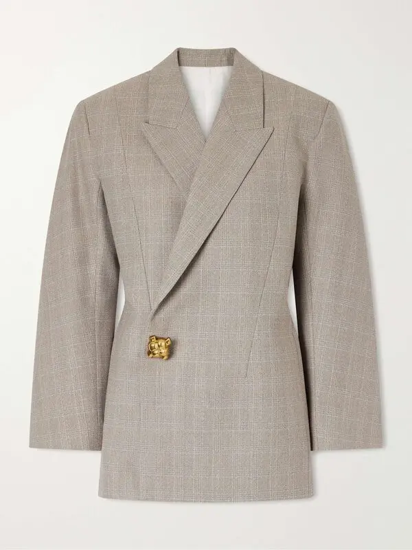 Bottega Veneta Prince Of Wales Wool Blazer - Gray