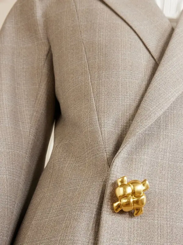 Bottega Veneta Prince Of Wales Wool Blazer With Knot Detail