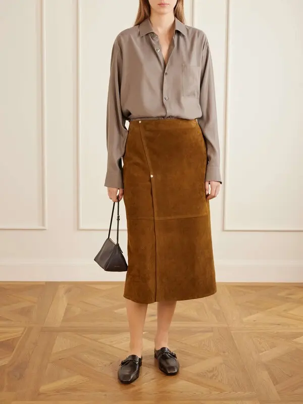 Studio Nicholson Melete Suede Midi Skirt