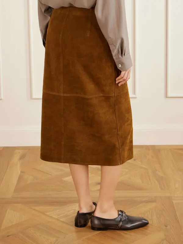 Studio Nicholson Melete Suede Midi Skirt