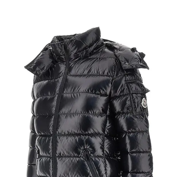 Moncler Padded Nylon Down Jacket With Logo Patch - Black