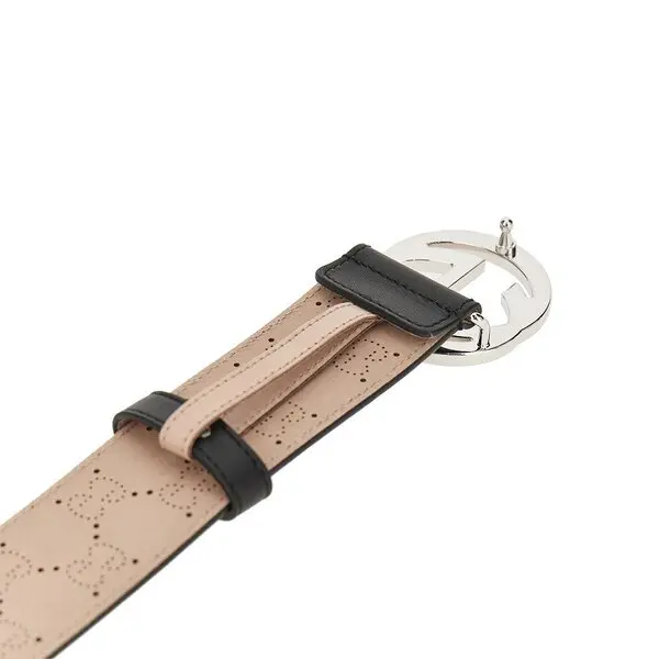 Gucci Leather Belt With Gg Interlock Buckle