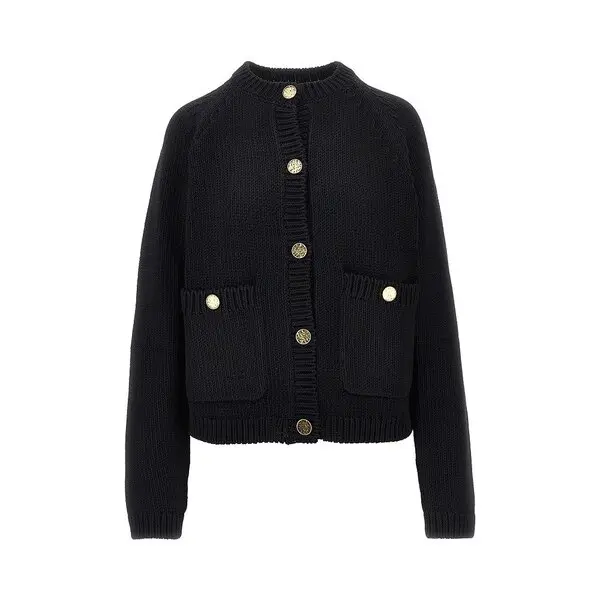 TOTEME Cotton Knitting Cardigan - Black