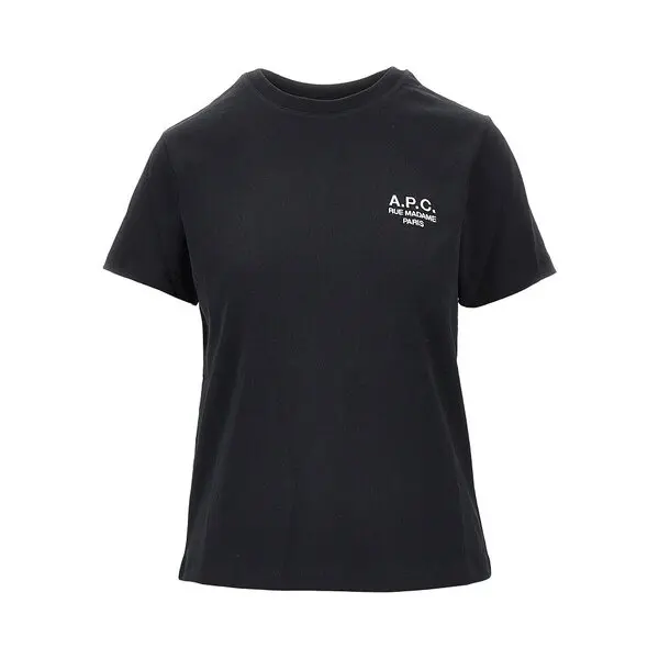 A.p.c. Short-sleeve Cotton Jersey T-shirt With Logo Embroidery - Black