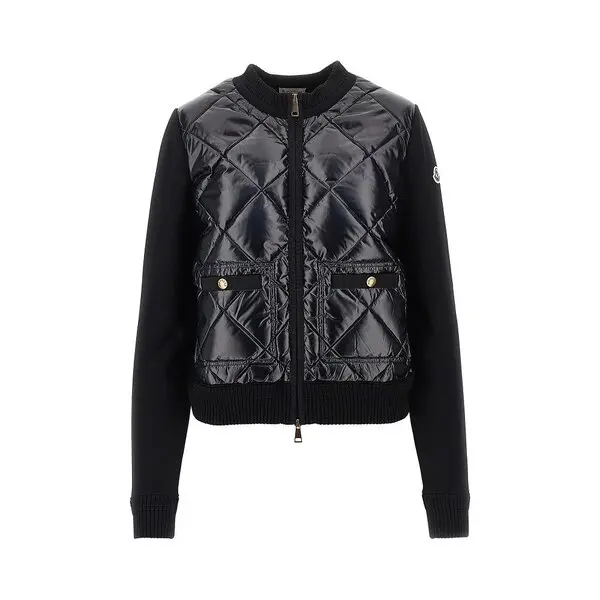 Moncler Padded Nylon And Knitted Cardigan
