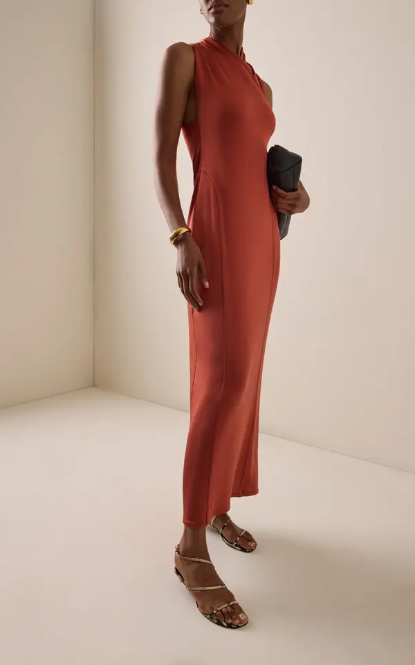Another Tomorrow Gathered Halter Maxi Dress