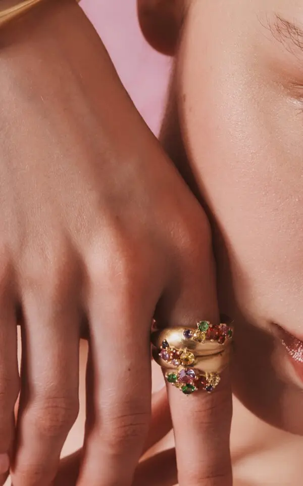 NADA GHAZAL 18k Yellow Multicolored Sapphire Ring