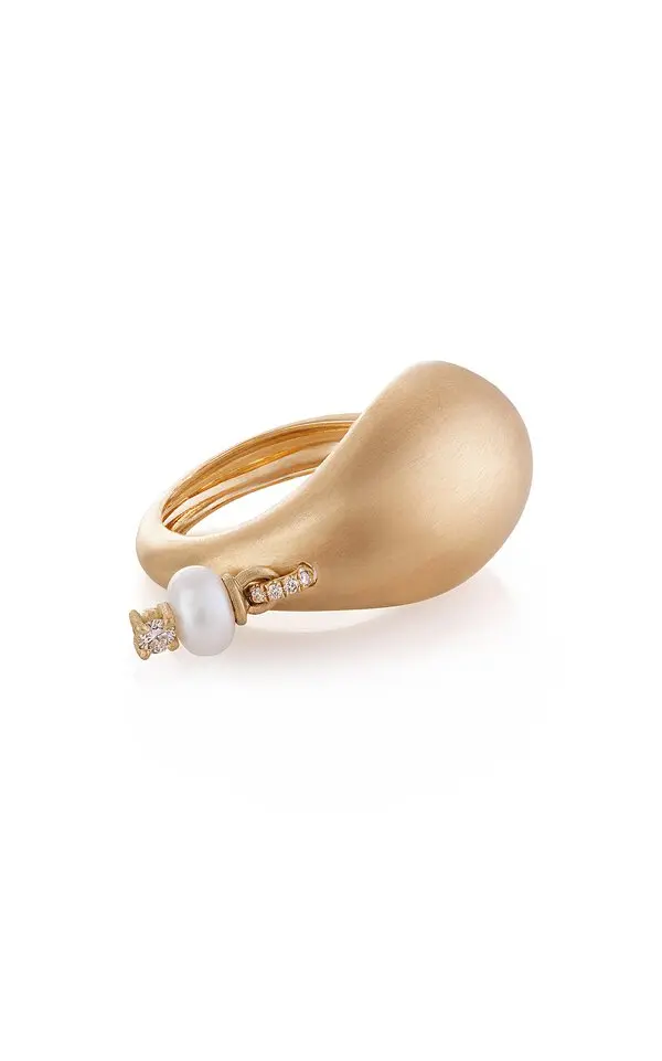 NADA GHAZAL 18k Yellow Diamond And Pearl Ring