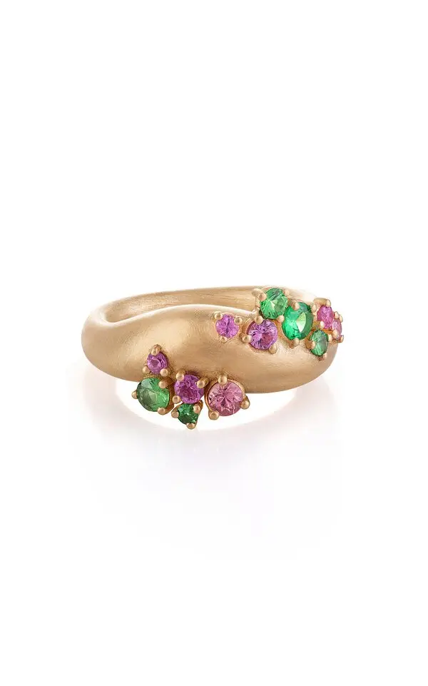 NADA GHAZAL Dancing Joy 18k Yellow Pink Sapphire And Tsavorite Ring - Gold