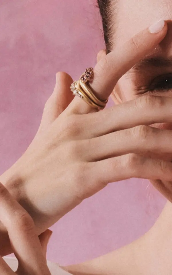 NADA GHAZAL Dancing Joy 18k Yellow Pink Sapphire And Tsavorite Ring