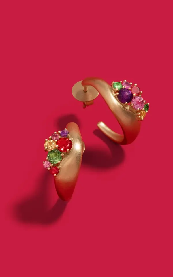 NADA GHAZAL 18k Yellow Sapphire Hoop Earrings