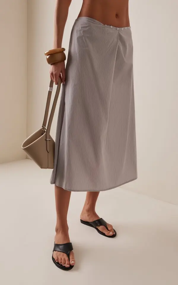 DEIJI STUDIOS Striped Cotton Midi Wrap Skirt