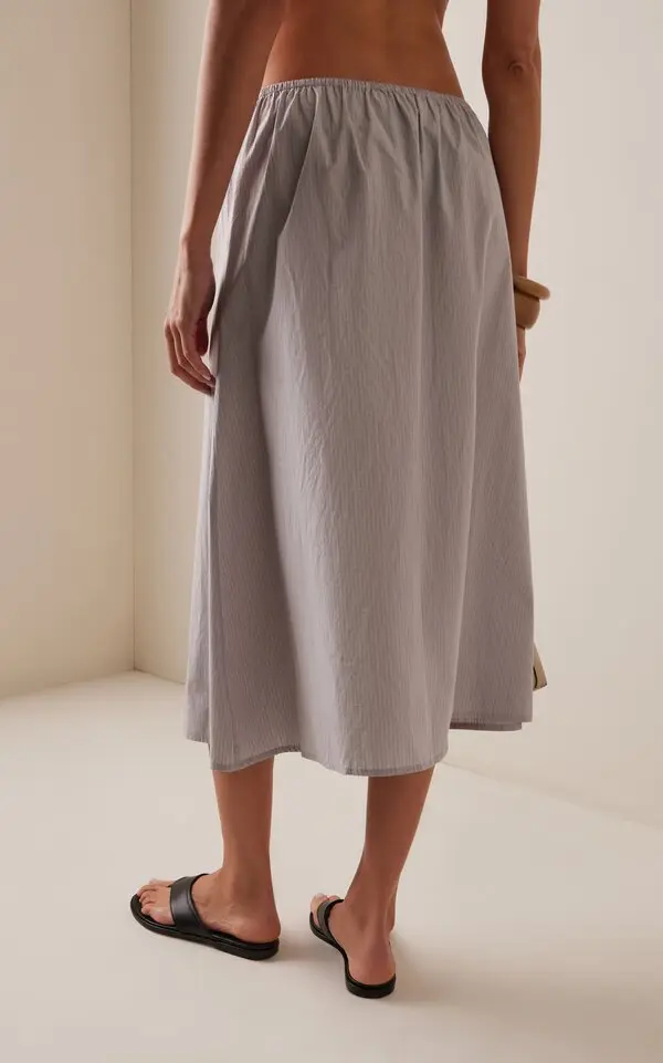 DEIJI STUDIOS Striped Cotton Midi Wrap Skirt