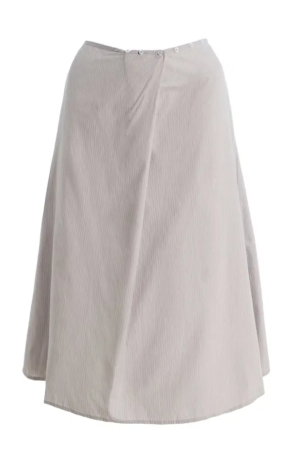 DEIJI STUDIOS Daeji Studios Striped Cotton Midi Wrap Skirt - White