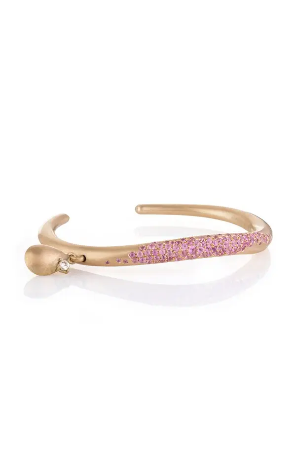 NADA GHAZAL Wave Of Joy 18k Yellow Diamond And Pink Sapphire Cuff - Gold