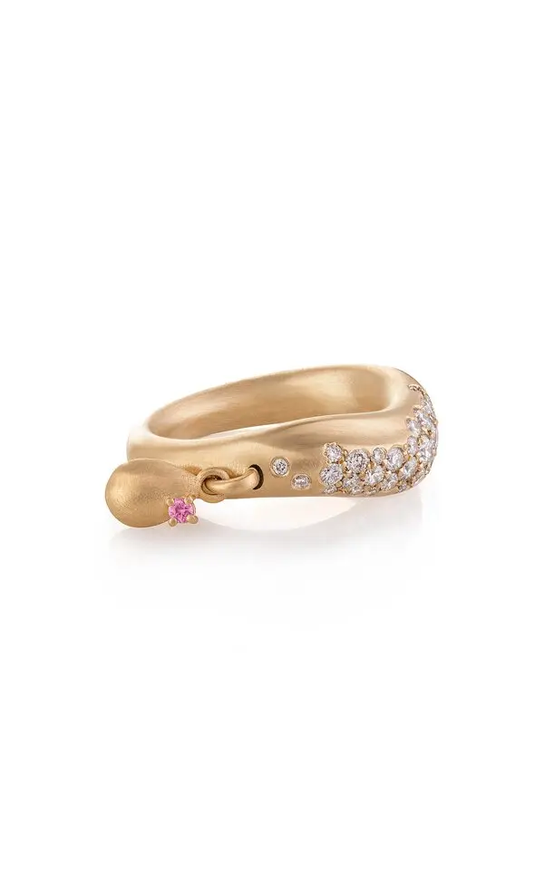 NADA GHAZAL Wave Of Joy 18k Yellow Diamond And Pink Sapphire Ring - Gold
