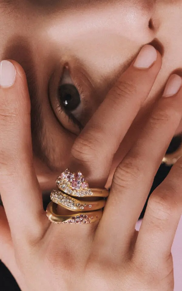 NADA GHAZAL 18k Yellow Diamond And Pink Sapphire Ring