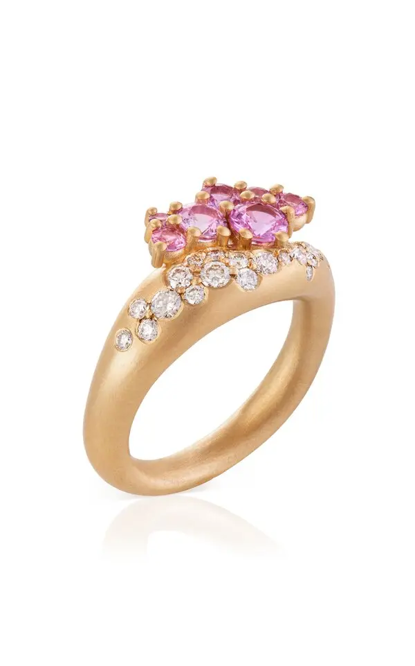 NADA GHAZAL 18k Yellow Diamond And Pink Sapphire Ring