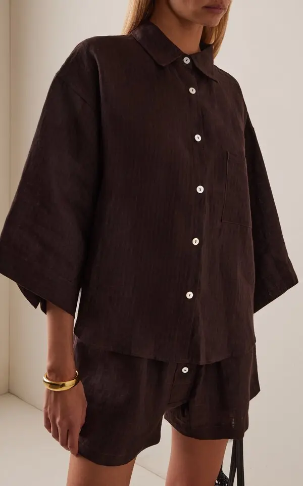 DEIJI STUDIOS 03 Striped Linen Short Set