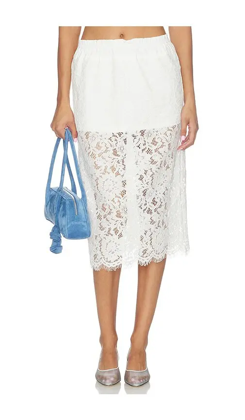 Rue Sophie Selora Lace Skirt In White - Egret