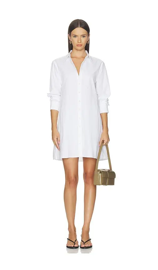 PERFECTWHITETEE Felicia Cotton Poplin Button Down Dress - White