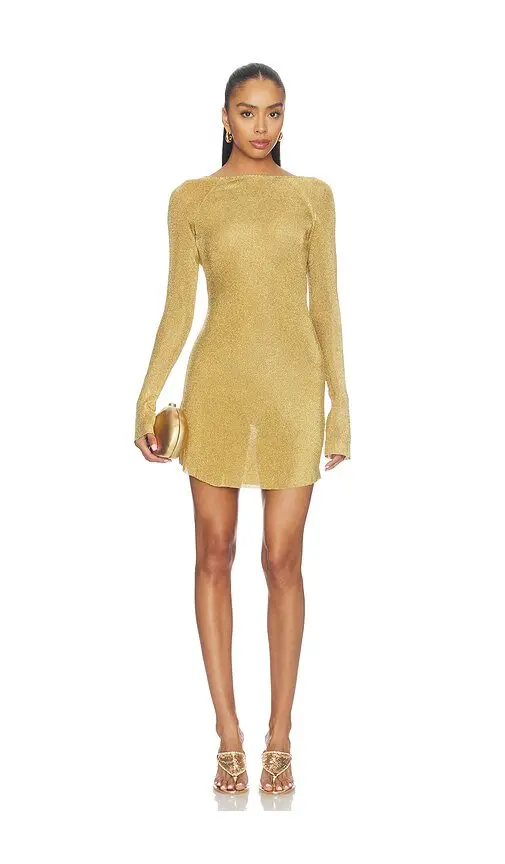 GUIZIO Estelle Backless Metallic Mini Dress - Gold