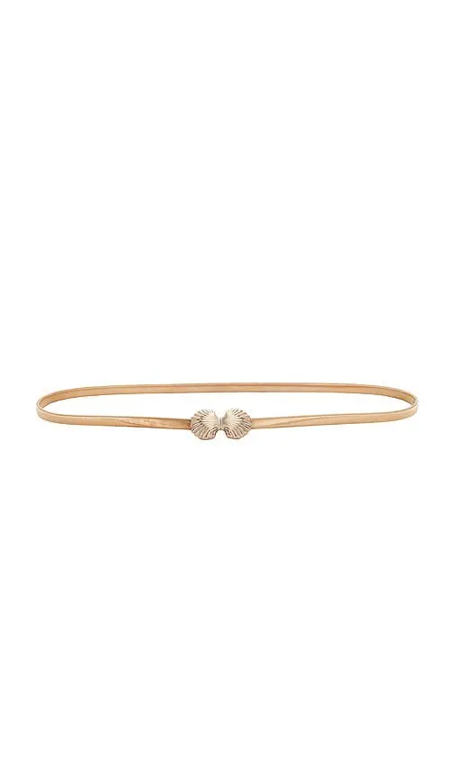 Lele Sadoughi Sea Shell Stretch Chain Belt In Metallic - Gold