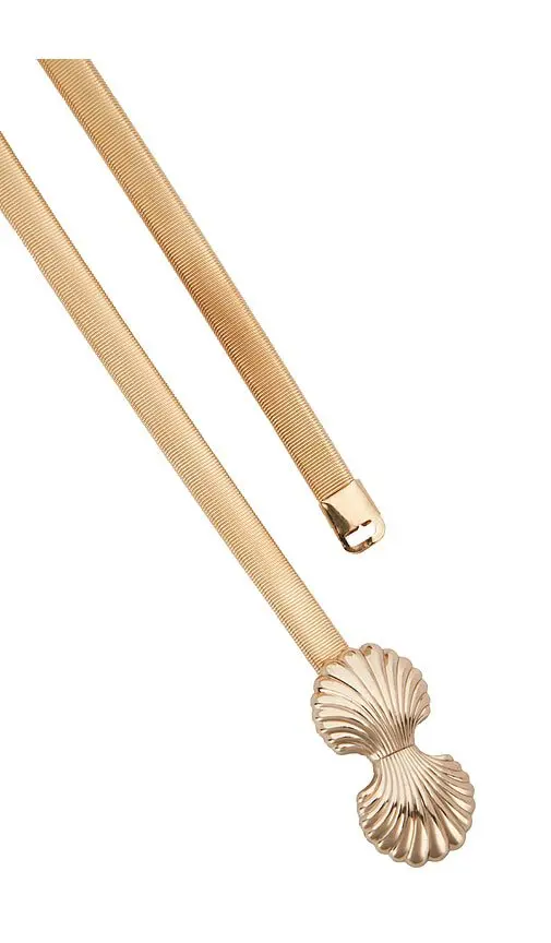 Lele Sadoughi Metallic Stretch Chain Belt With Shell Clasp