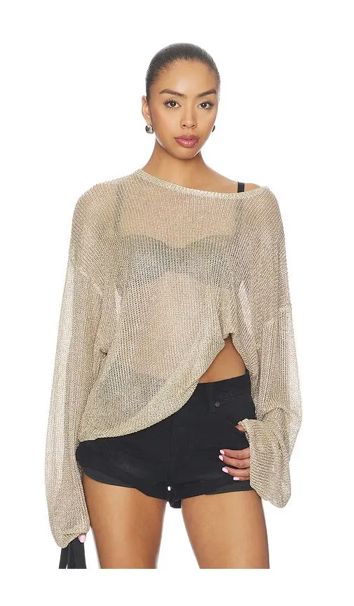 Lioness Bloom Long Sleeve Top In Metallic - Gold