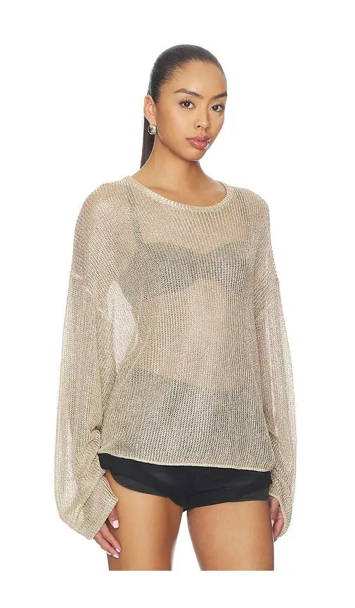 Lioness Bloom Metallic Knit Long Sleeve Top