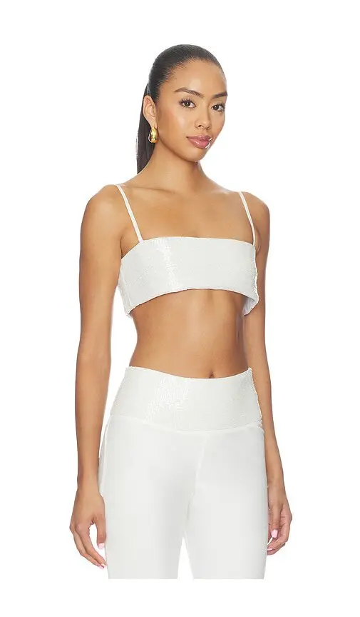 ASTA RESORT Iris Hand Beaded Bralette In Ivory