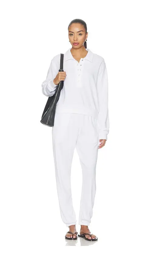 Michael Lauren Kyson Drop Shoulder Crop Polo